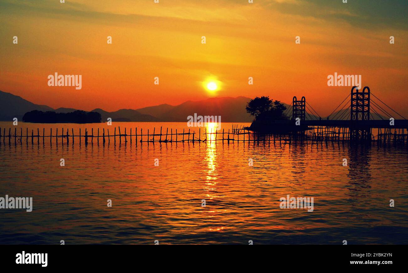 Sunset in Namhaedo or Namhae Island on the southern coast of South ...