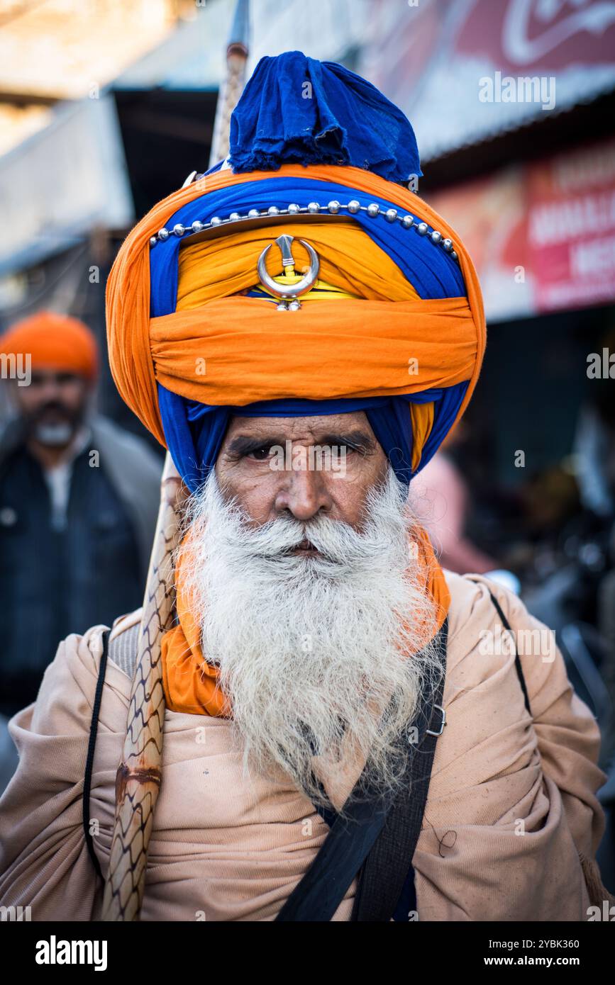 A sadhu Nihang warrior participating in Hola Moholla Festival in ...