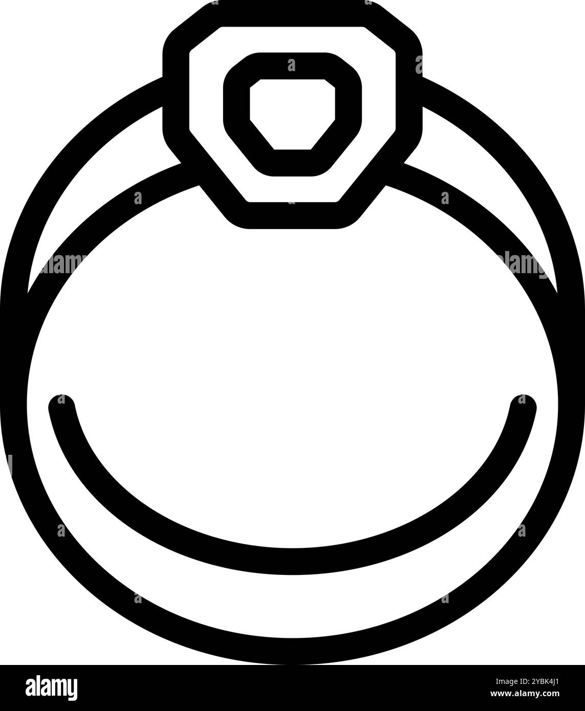 Simple line art icon of a ring featuring a large octagonal stone Stock ...