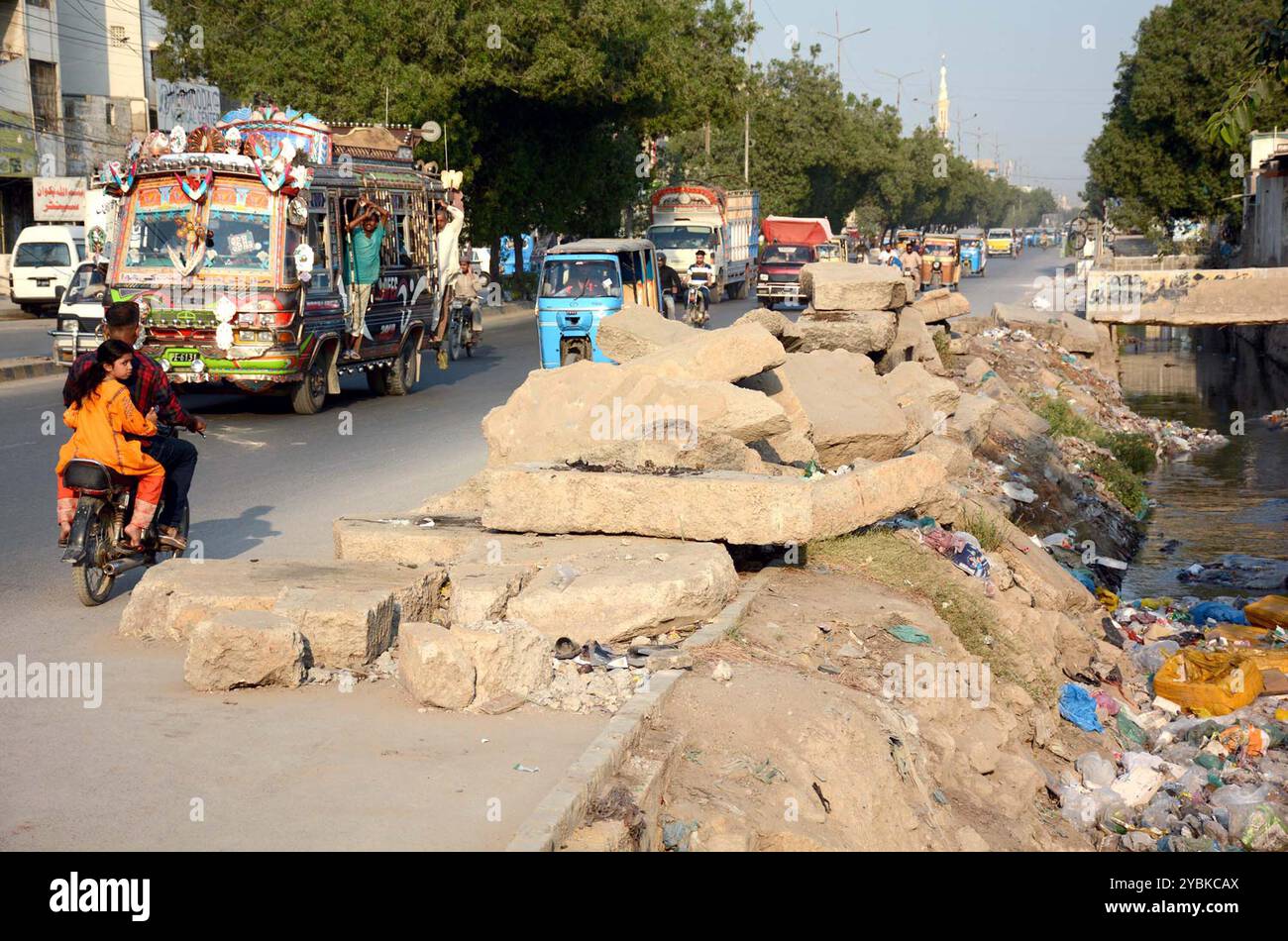 Safety wall of sewerage drain seen broken that may cause any accident ...