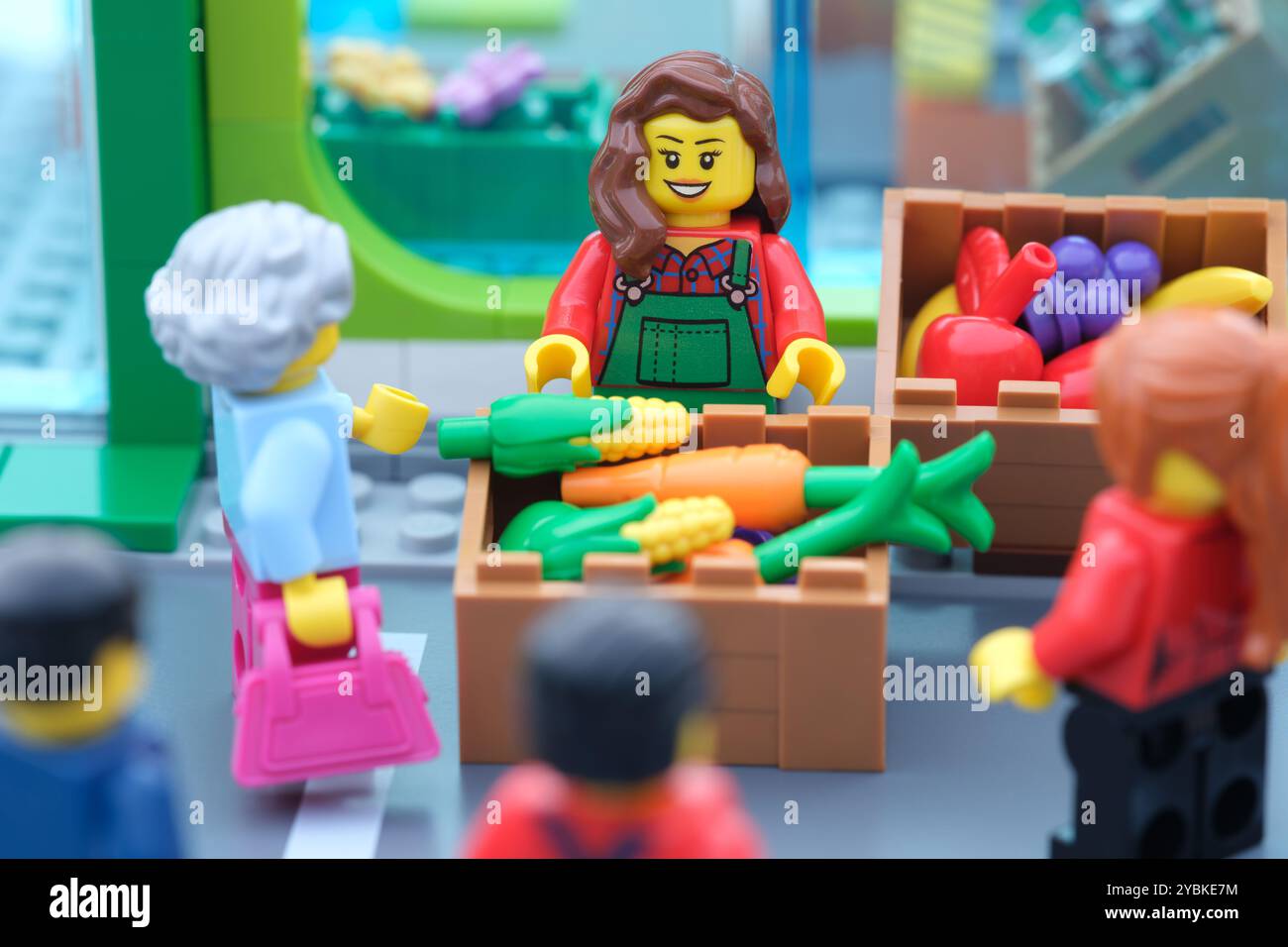 Tambov, Russian Federation - October 18, 2024 A Lego farmer minifigure ...