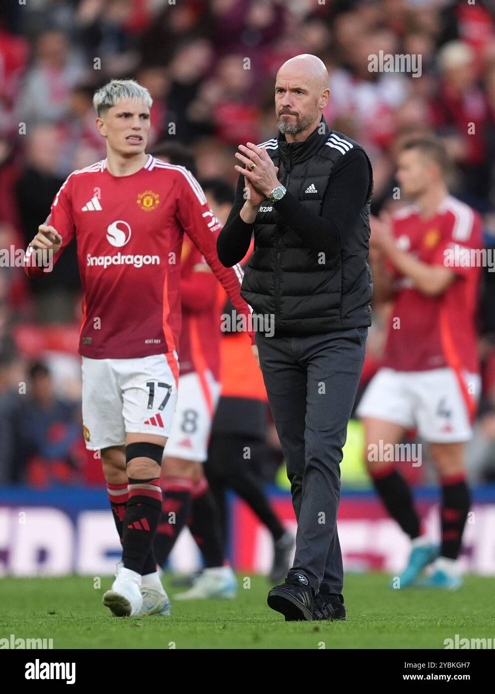 Manchester United manager Erik ten Hag and Alejandro Garnacho after the ...