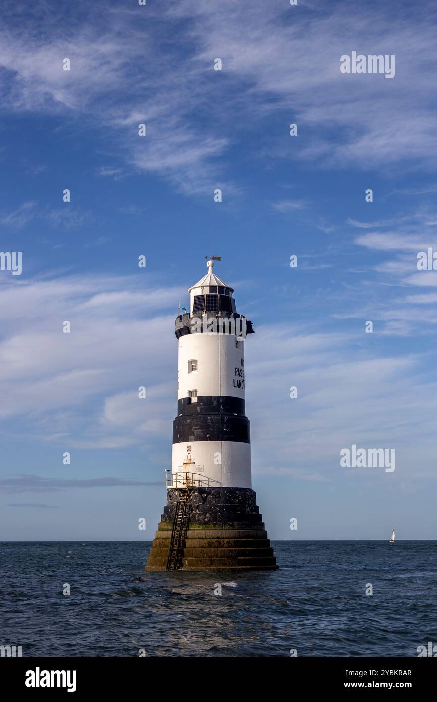 Penmon black white striped lighthouse hi-res stock photography and images - Alamy