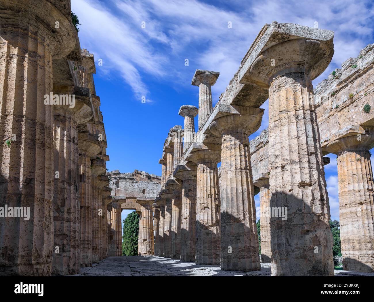 Temple of Neptune at Paestum in Italy: view across the cella Stock ...