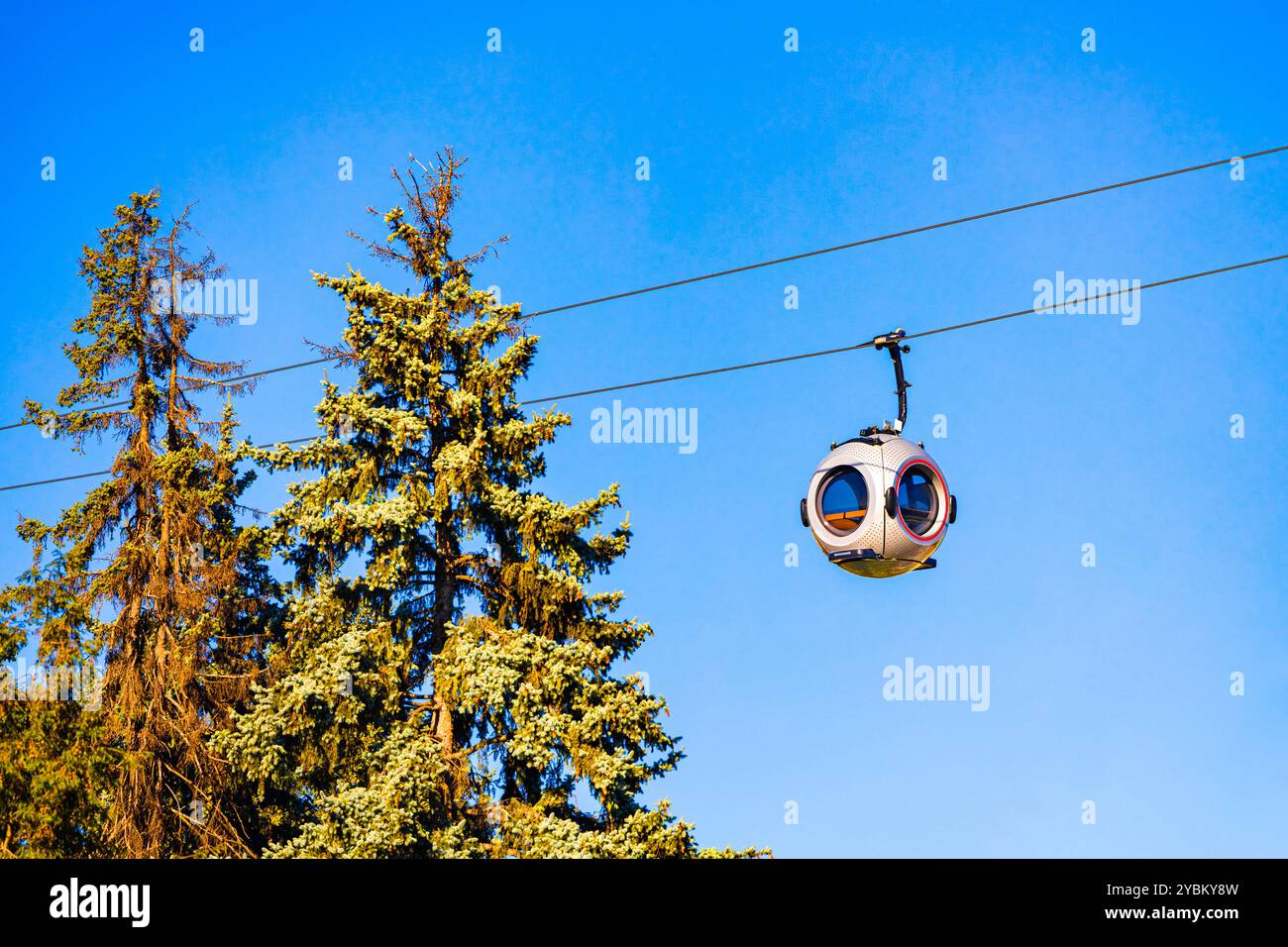 a cable car with round passenger cabins Stock Photo - Alamy