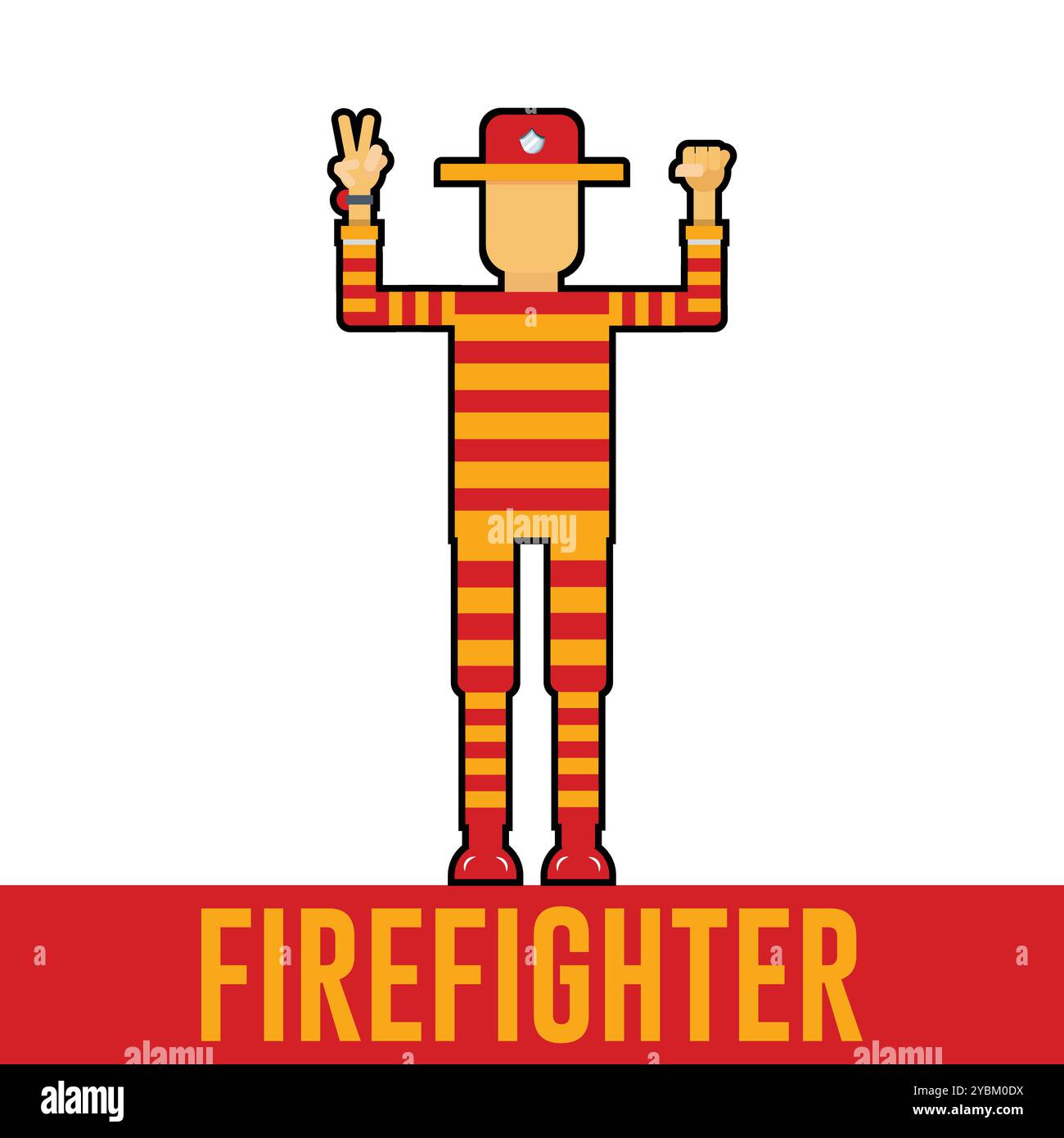 Flat firefighter Vector illustration, Firefighter flat icon isolated on ...