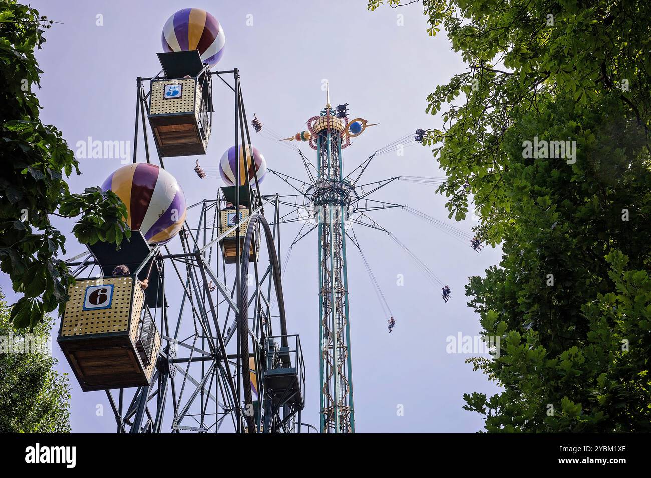 Rides at Tivoli Gardens theme park in Copenhagen,Denmark Stock Photo ...