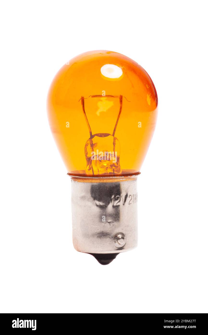 Yellow car indicator bulb isolated on white background Stock Photo - Alamy