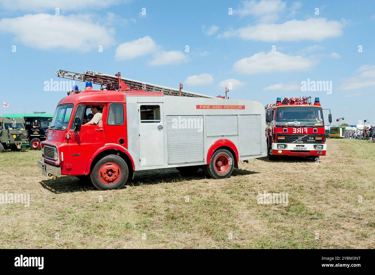 A Dodge fire and rescue truck drives around the display ring at ...