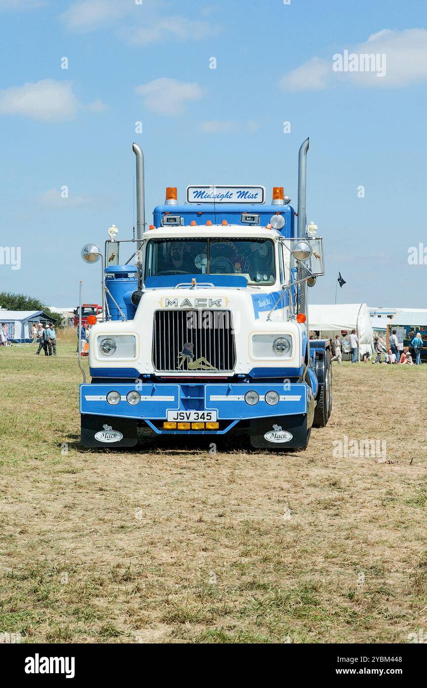 A blue Mack truck drives around the ring at the Ackworth Classic ...