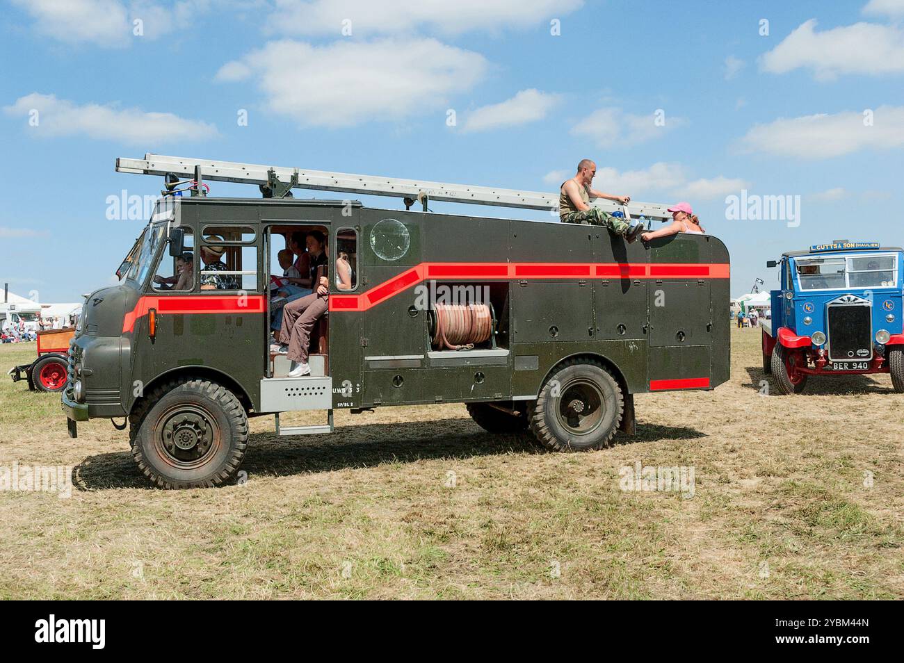 A Bedford Green Goddess fire engine drives around the ring at the ...