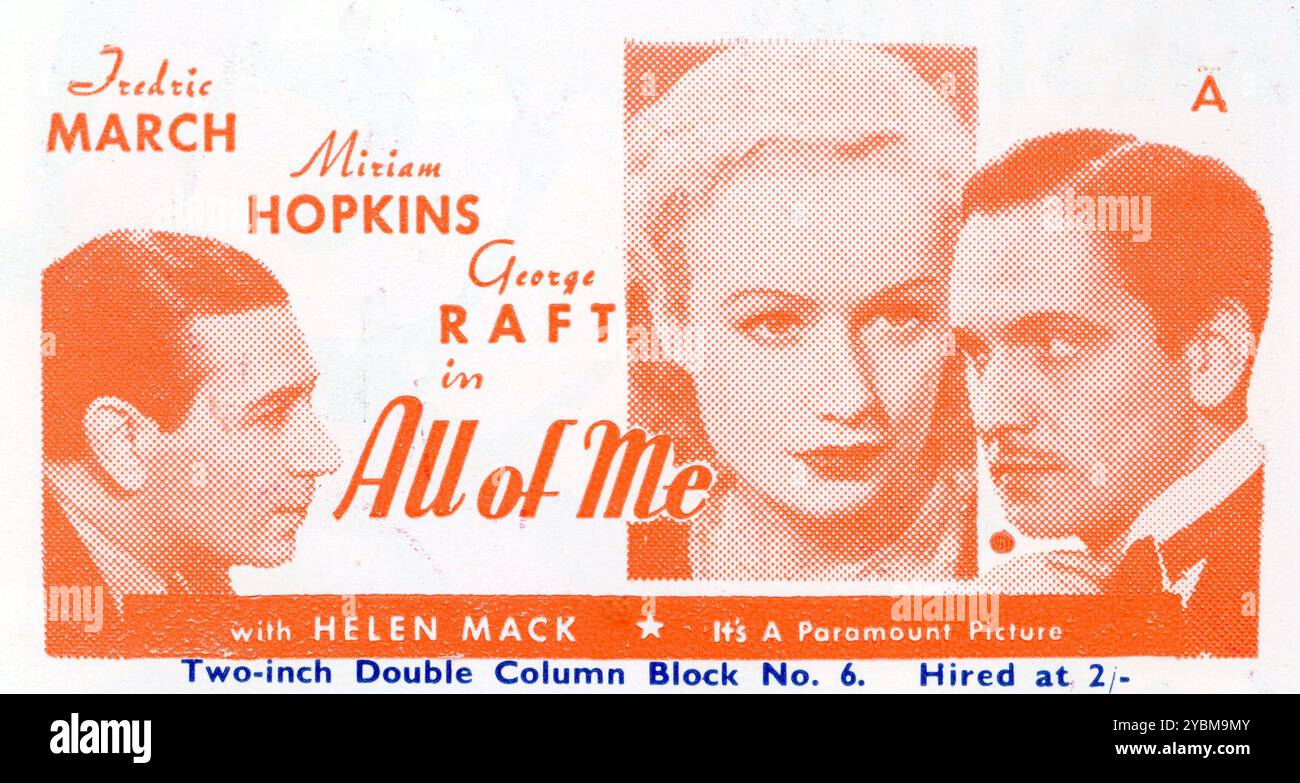 FREDRIC MARCH MIRIAM HOPKINS GEORGE RAFT and HELEN MACK in ALL OF ME ...