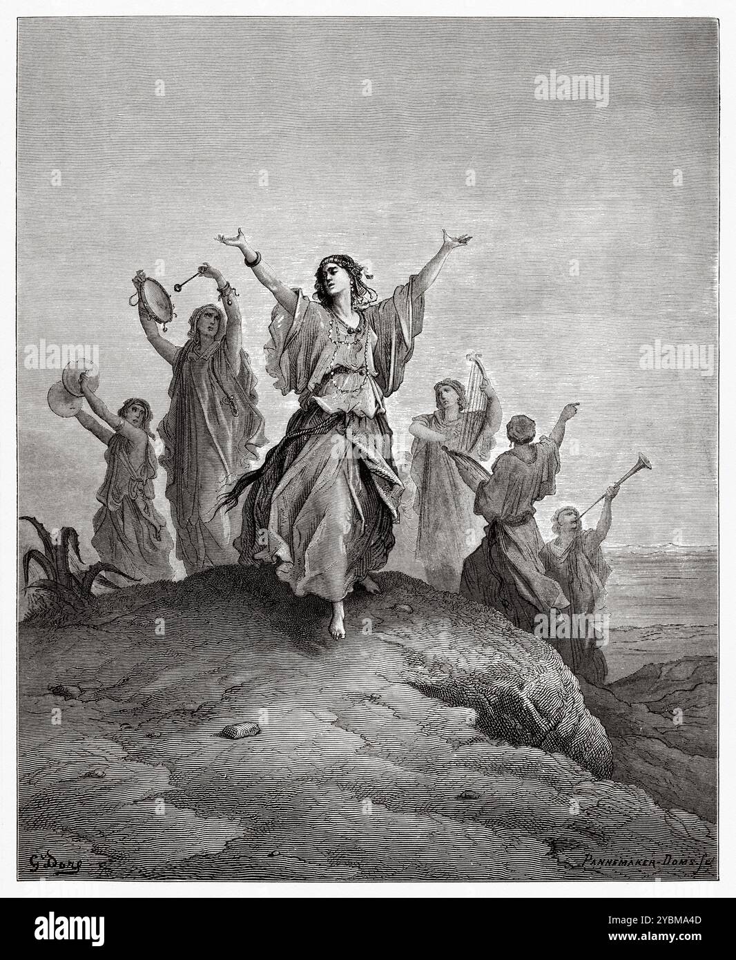 Jephthah's return. Iphis dancing to welcome her father Jephthah. Old ...