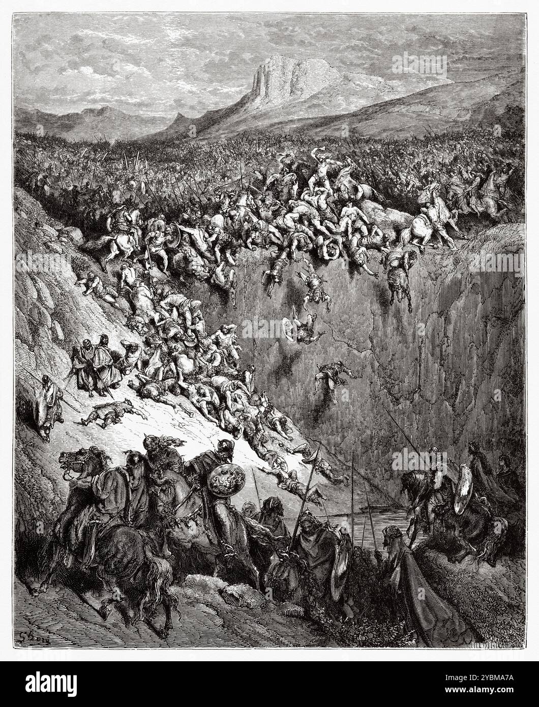 Samson destroying the Philistines with the jawbone of an ass. Old ...