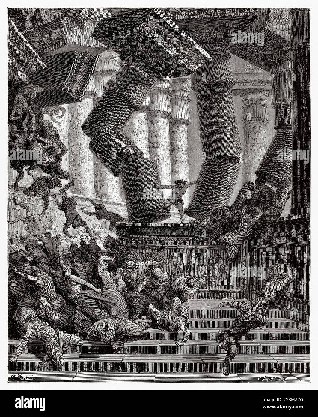 The death of Samson. Samson destroys the temple of Baal. Old Testament ...