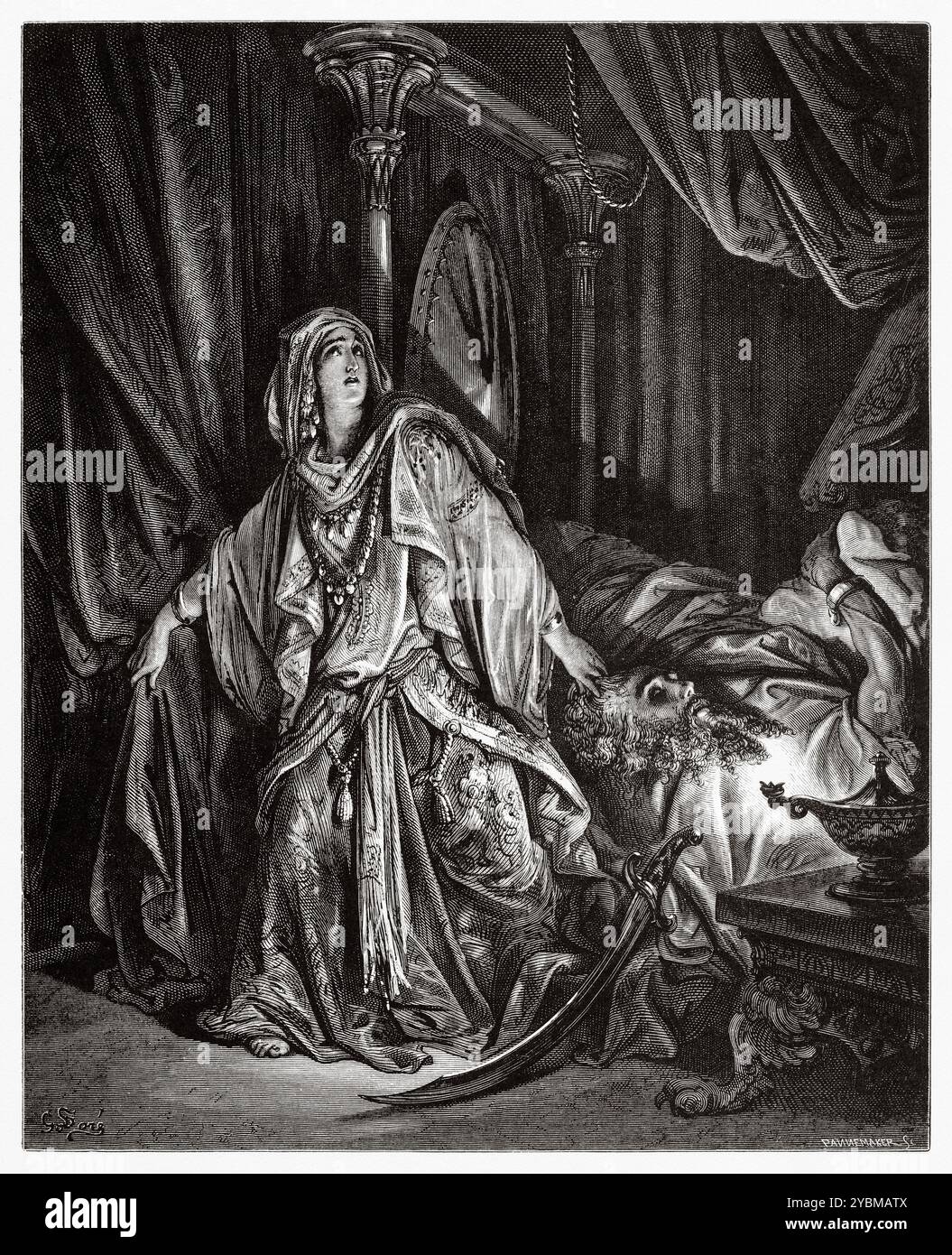 Judith after behead the Assyrian general Holofernes. Old Testament ...