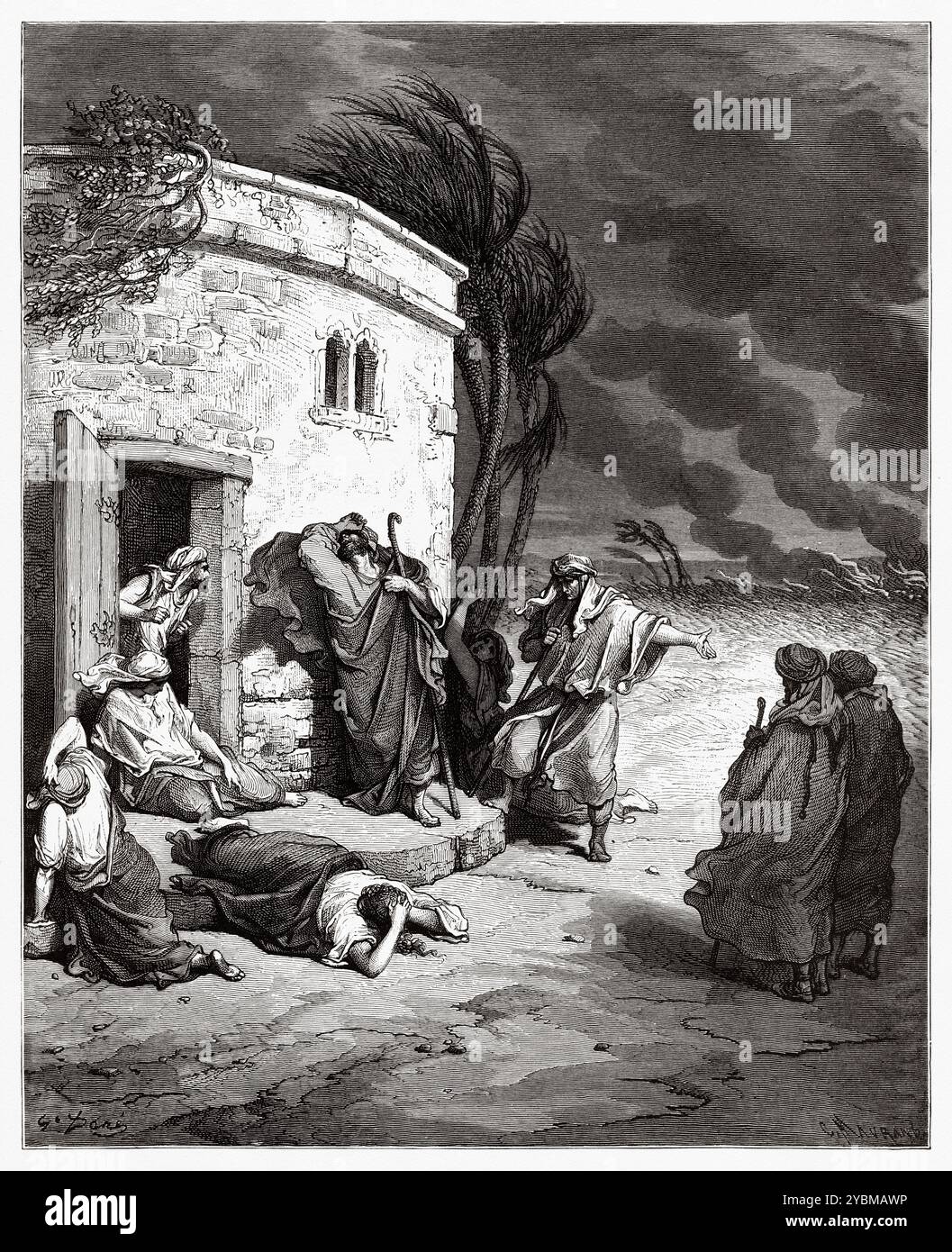 Job praises God even in his ruin. Old Testament. Antique bible ...