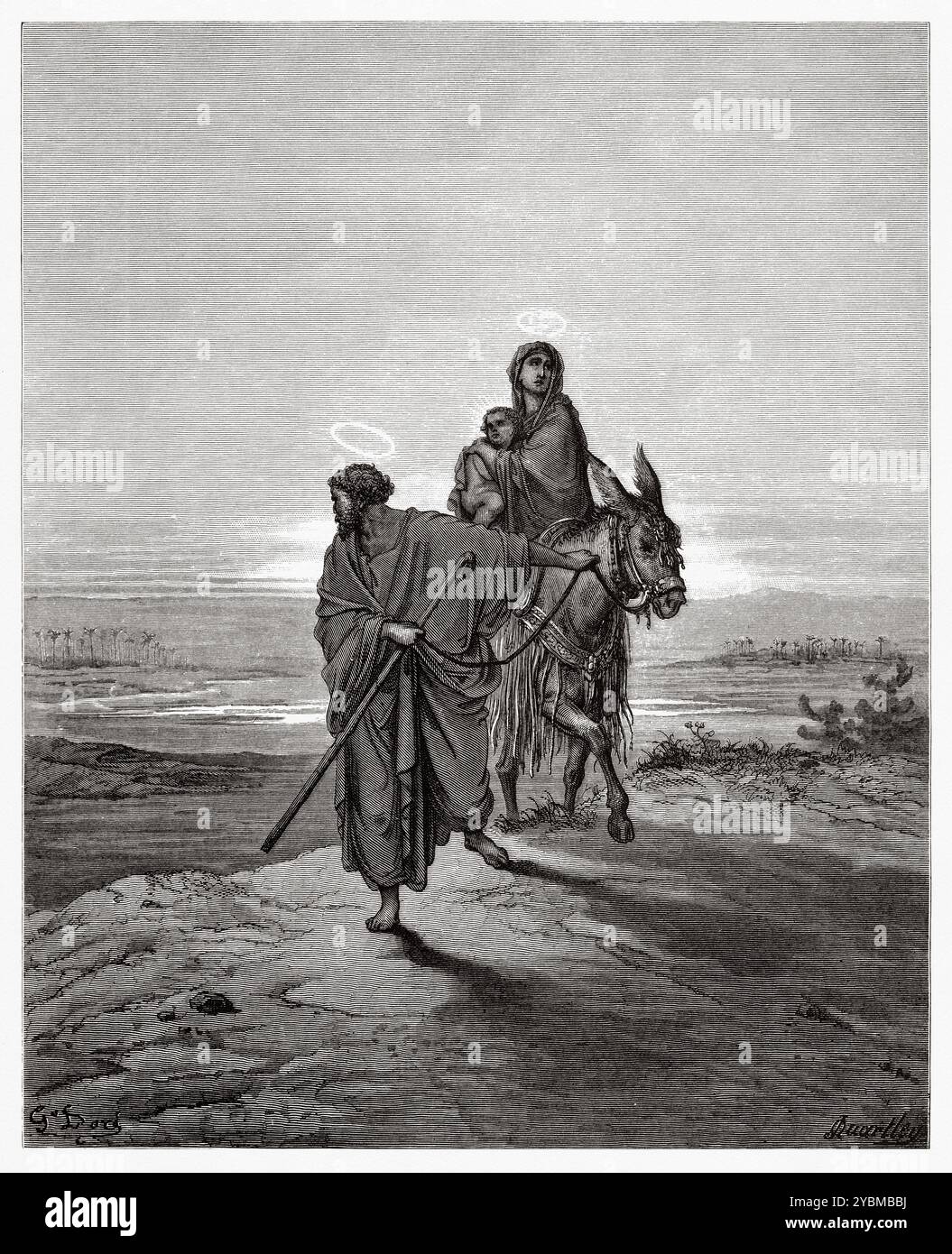 Flight of Mary and Joseph into Egypt with the infant Jesus since King ...