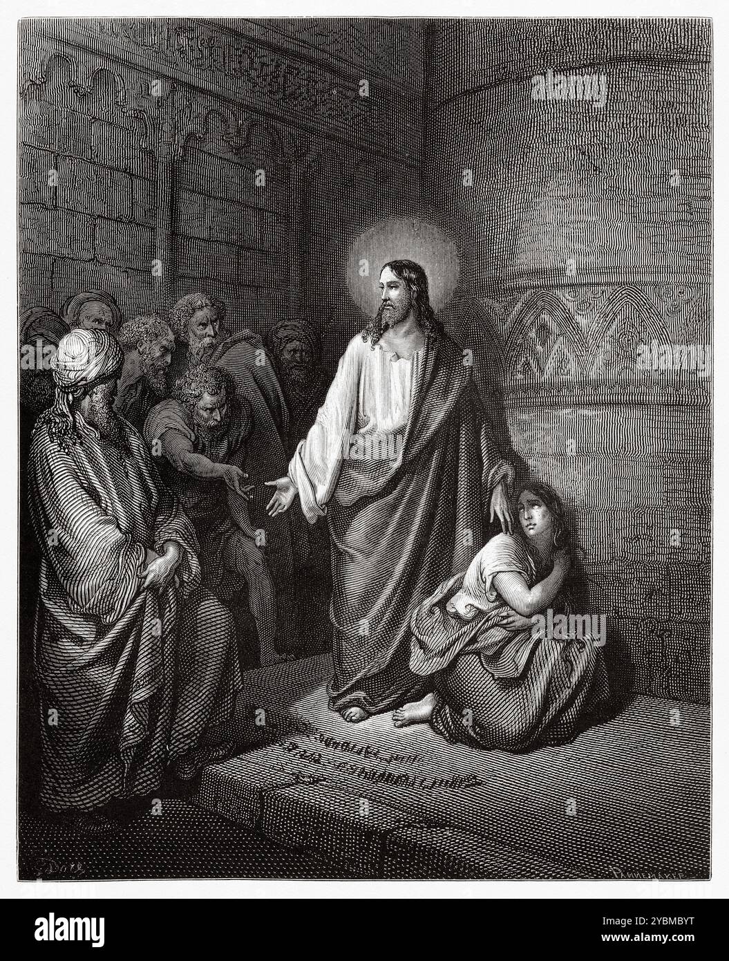 Christ and the adulterous woman. Jesus defends the woman taken in ...