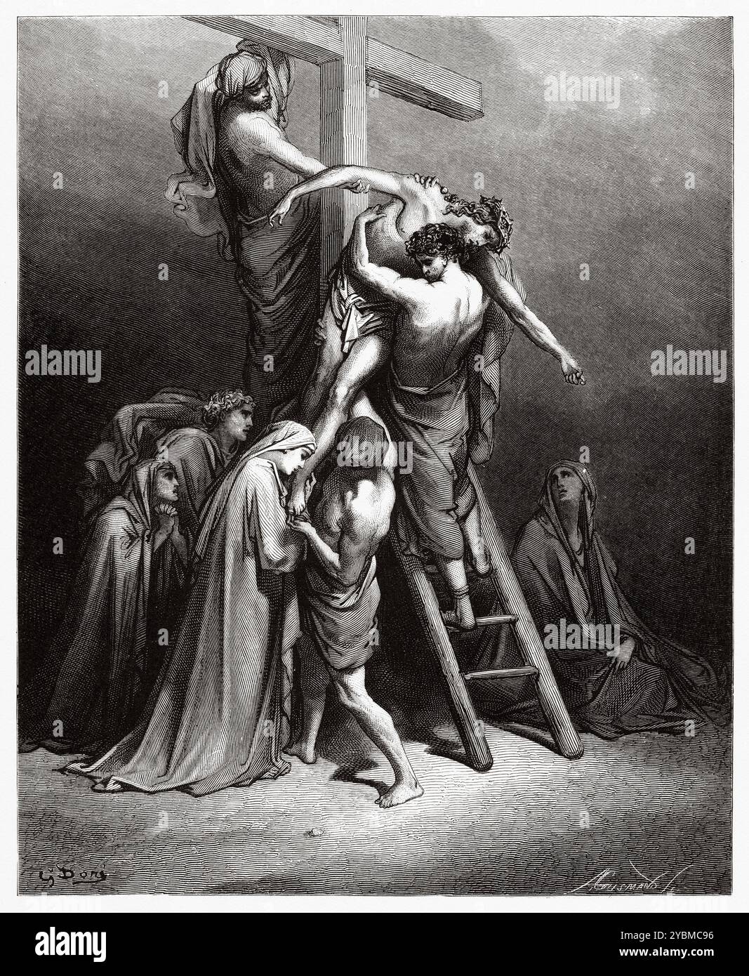 The Descent from the Cross. Joseph of Arimathea brings Jesus down from ...