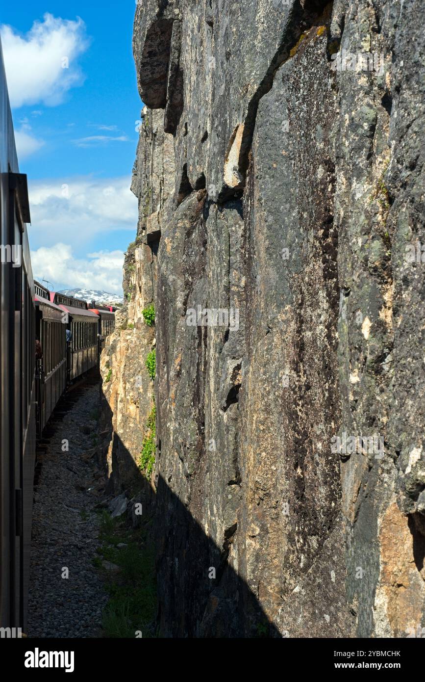 Train on the White Pass and Yukon Route railroad out of Skagway, Alaska ...