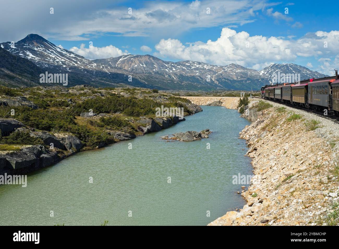 A train on the White Pass and Yukon Route railroad out of Skagway ...