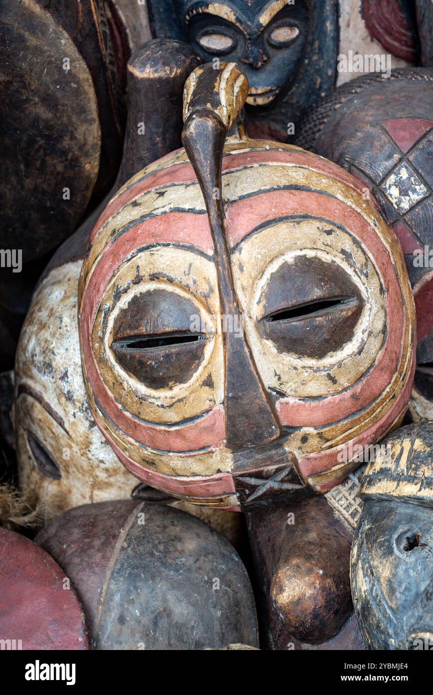 African masks at East African art Village in Kampala Uganda Stock Photo ...