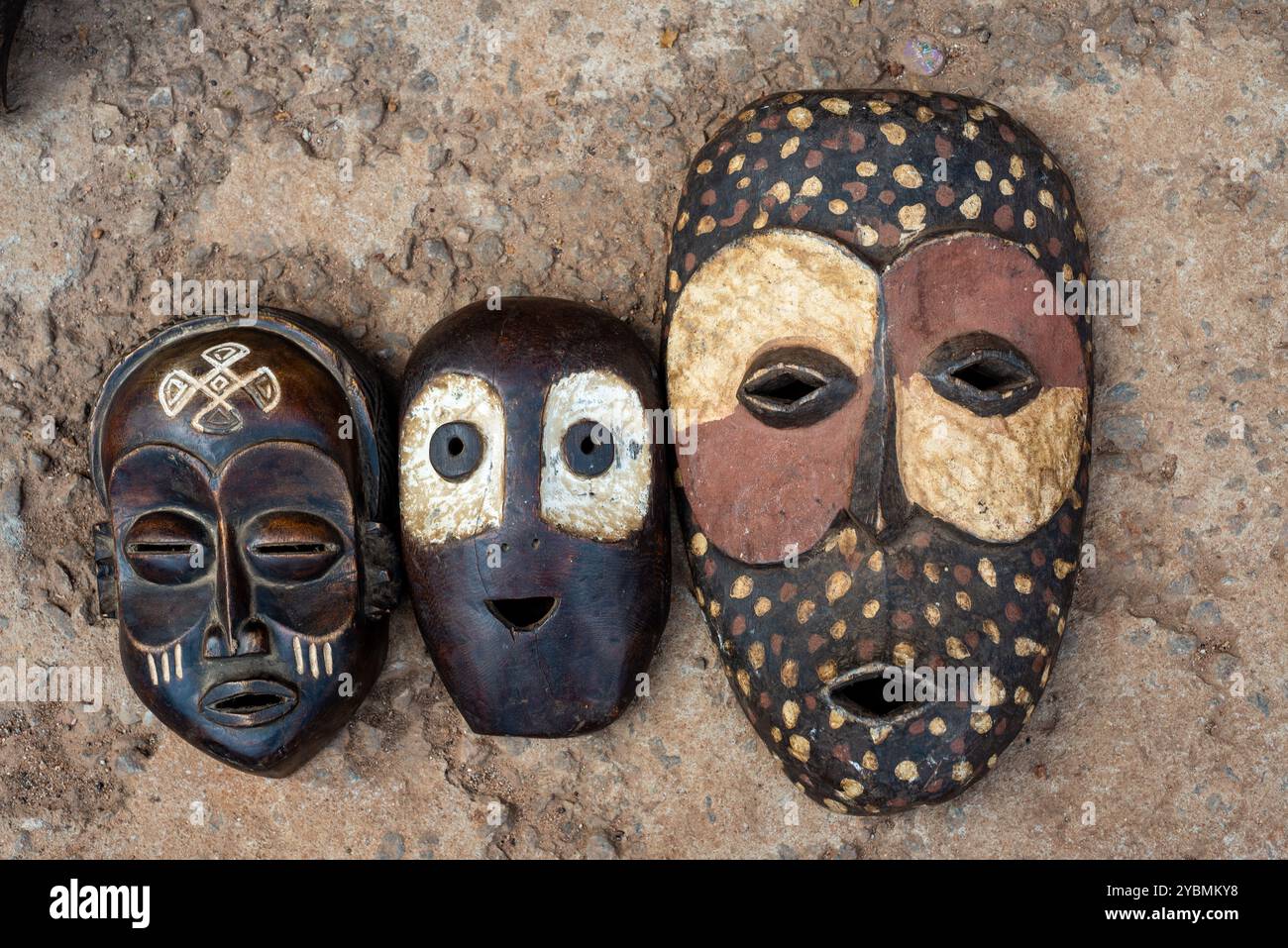 African masks at East African art Village in Kampala Uganda Stock Photo ...