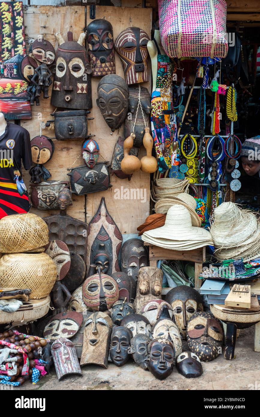 African masks at East African art Village in Kampala Uganda Stock Photo ...