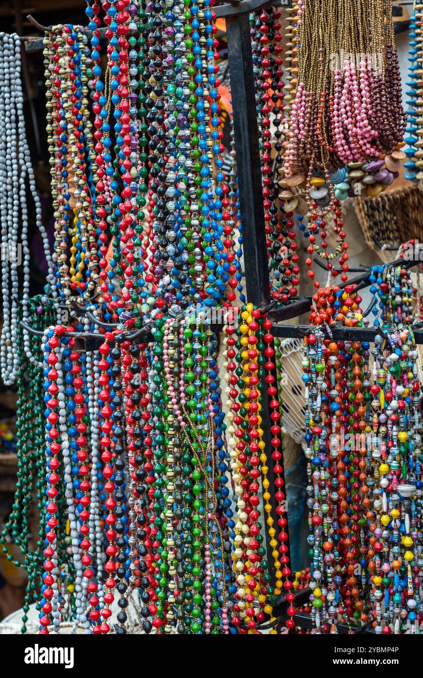 bead necklaces at East African art Village in Kampala - Uganda Stock ...