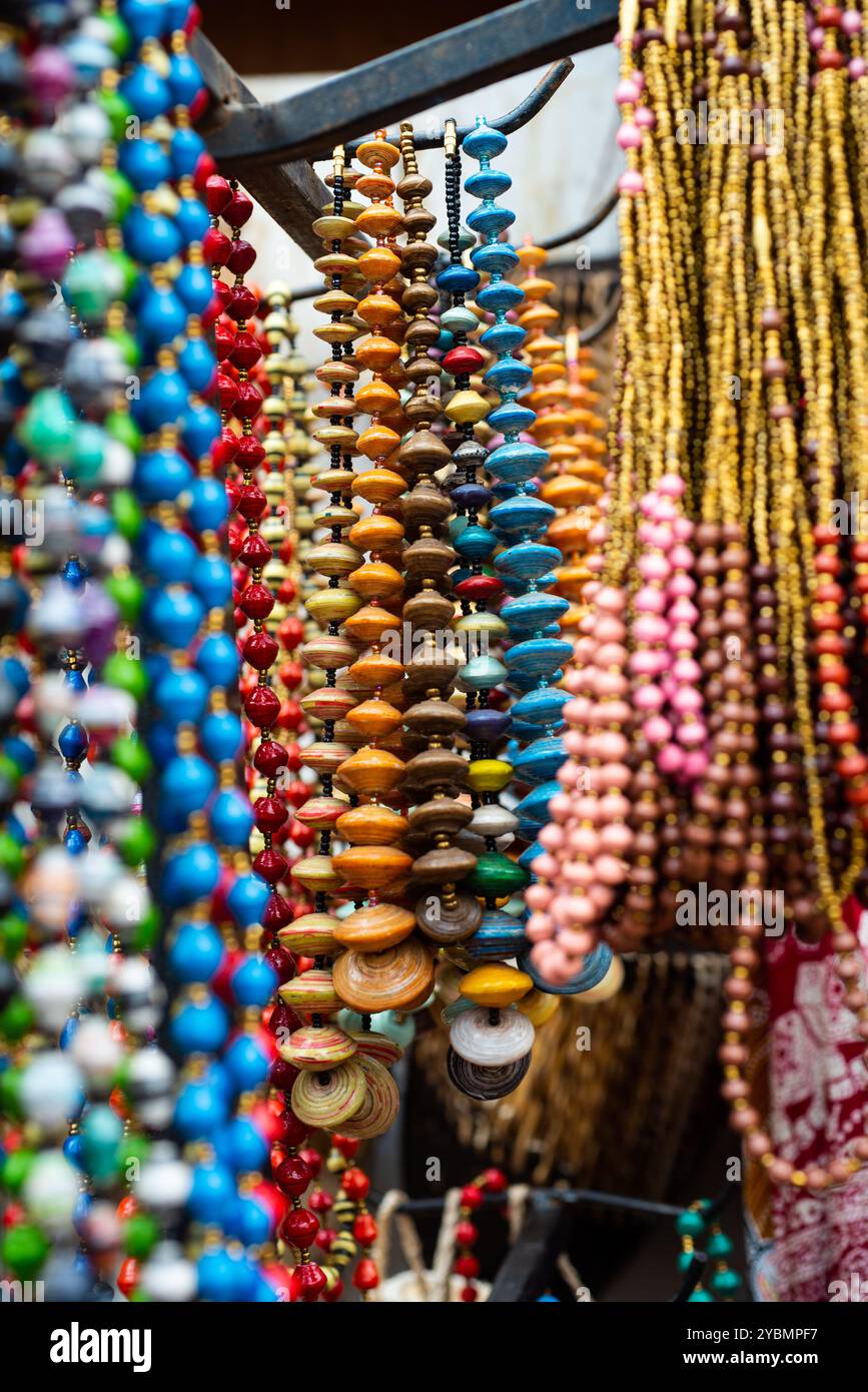 bead necklaces at East African art Village in Kampala - Uganda Stock ...