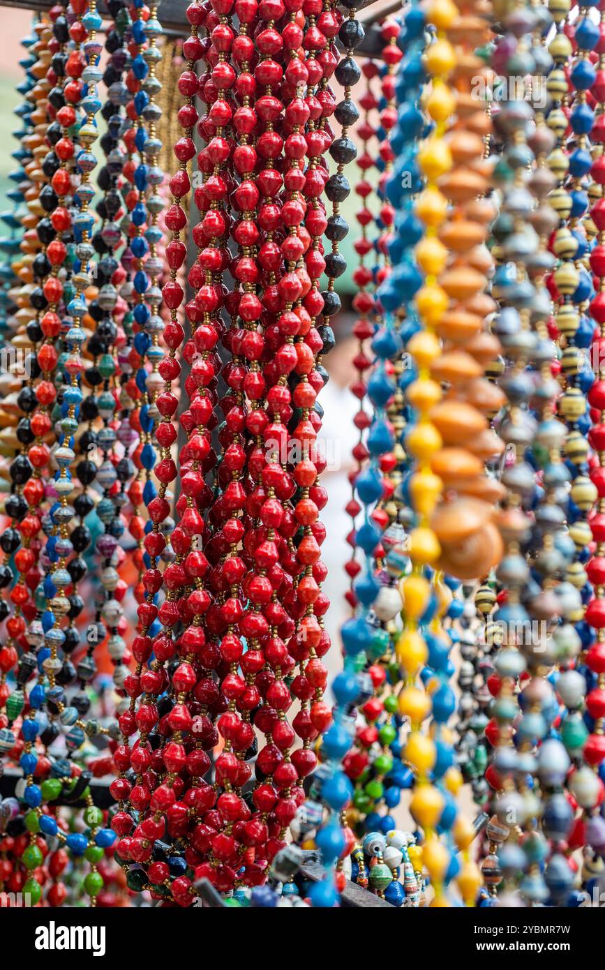 bead necklaces at East African art Village in Kampala - Uganda Stock ...