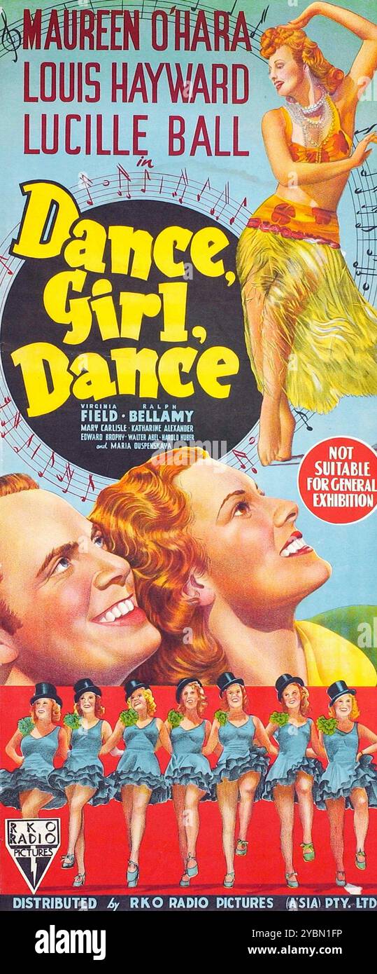Old film poster for the 1940 film Dance, Girl, Dance. Three-sheet size ...