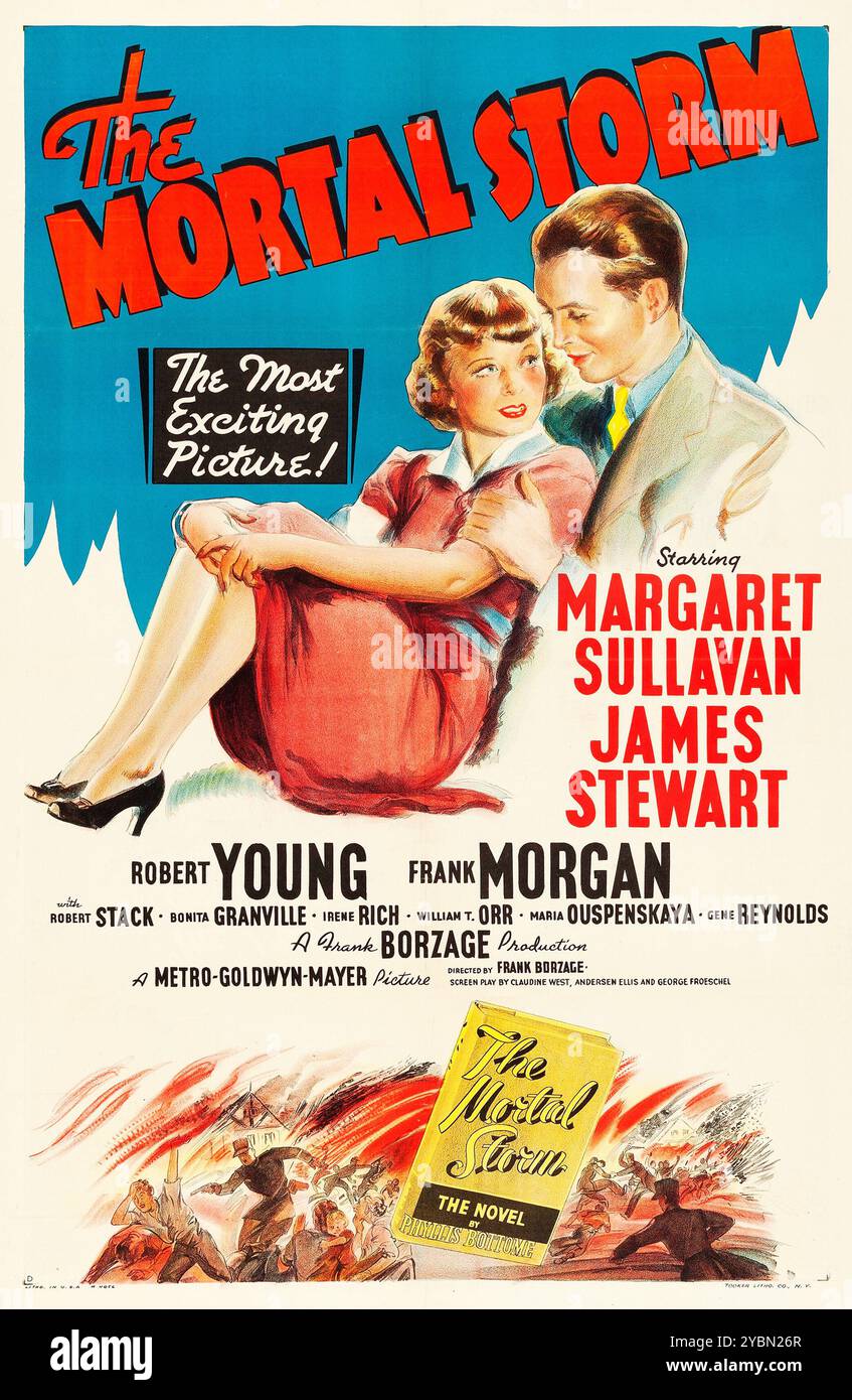 Vintage film poster for the 1940 film The Mortal Storm feat James Stewart, Margaret Sullavan ...
