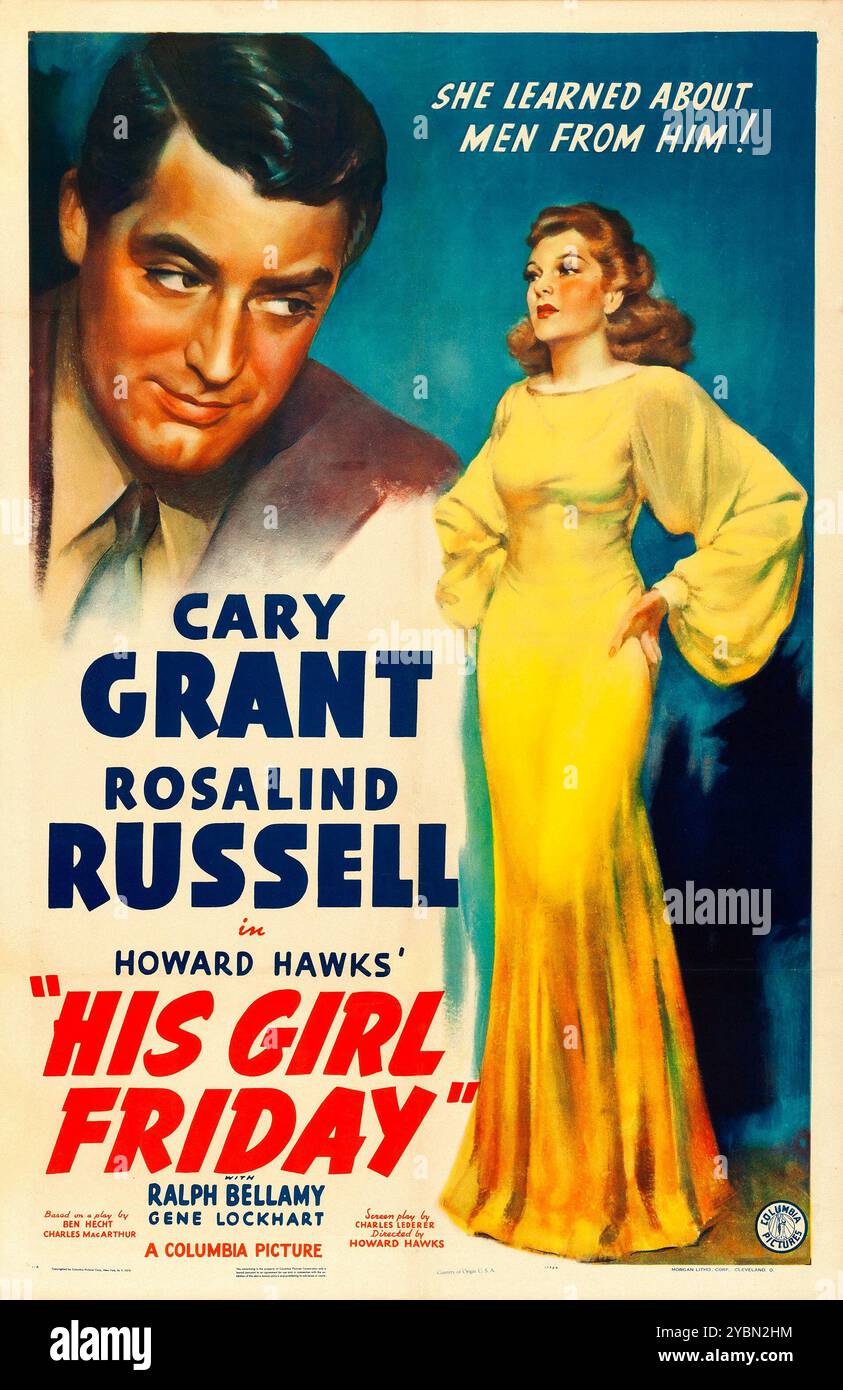 Vintage movie poster for the American 1940 film His Girl Friday. Feat ...
