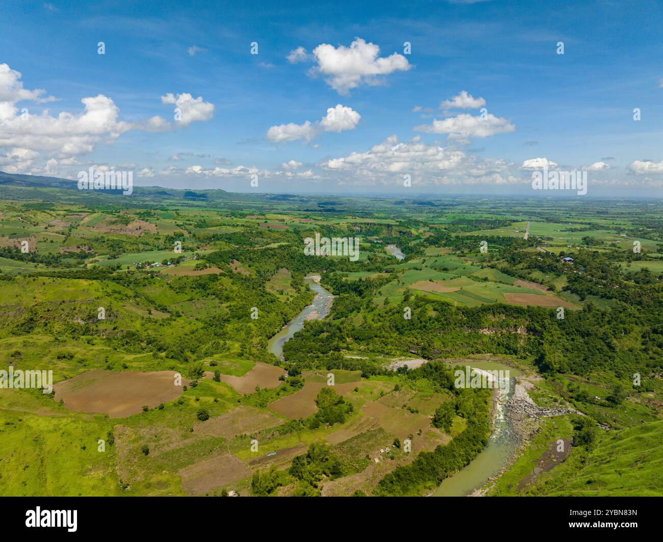 Aerial drone of river in a canyon on the island of Negros. Philippines ...