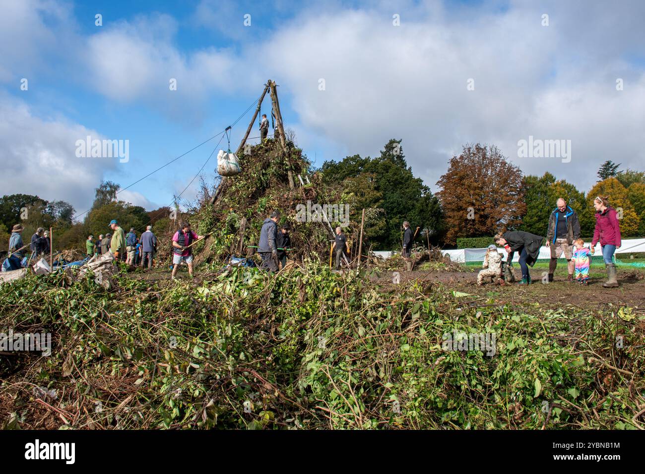 Villagers in Chiddingfold, Surrey, England, UK, building a giant ...
