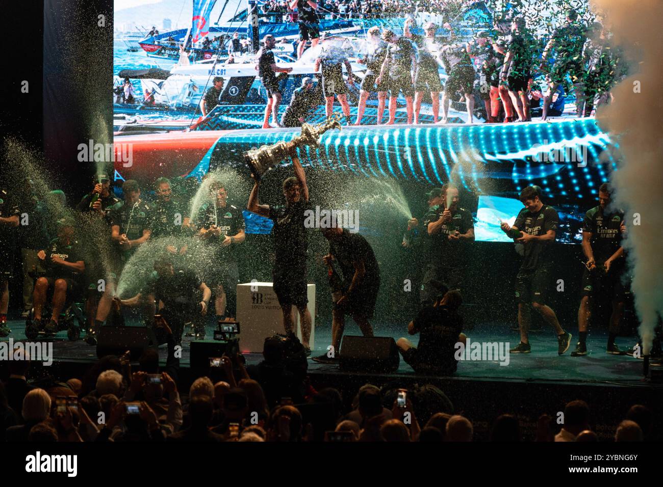 The winners of the America's Cup, Emirates Team New Zealand, receive ...