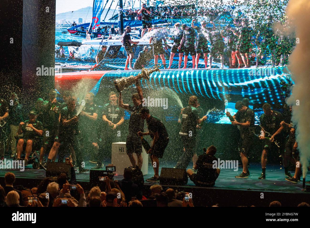 The winners of the America's Cup, Emirates Team New Zealand, receive ...