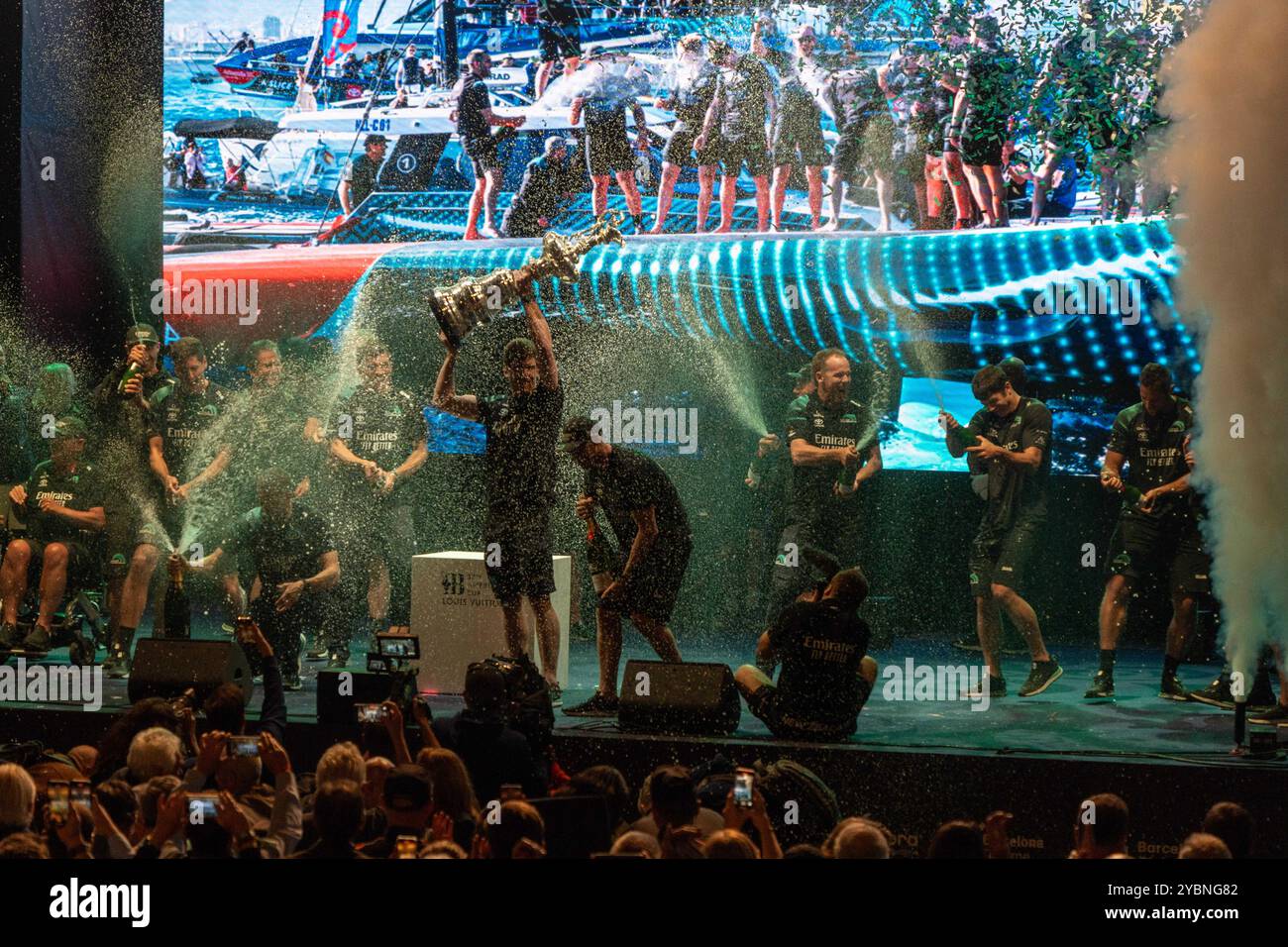 The winners of the America's Cup, Emirates Team New Zealand, receive ...