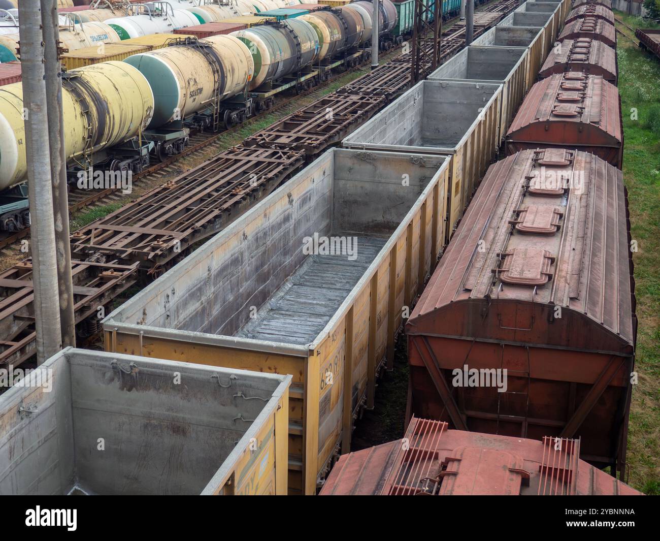 Batumi, Georgia. 06.21.2024 Empty freight cars on the rails. Cargo ...