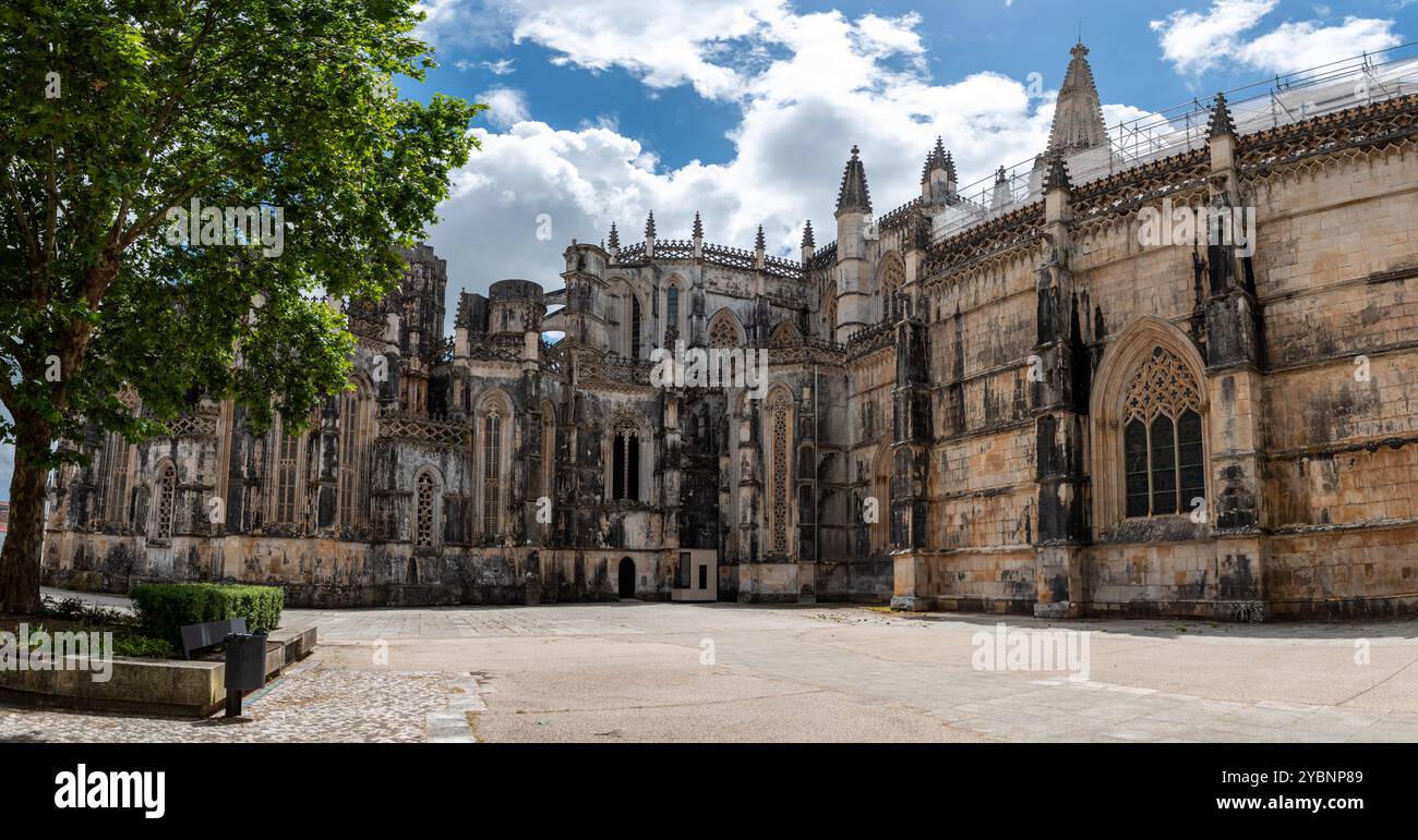 Eastern facade of picturesque Batalha monastery, a manueline gothic ...