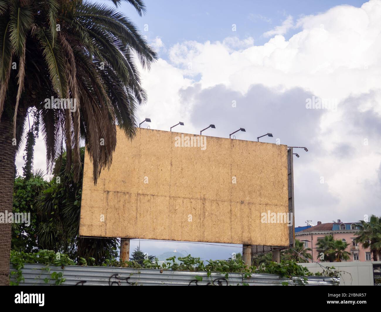 Large billboard mockup. Advertising on a plywood stand. Product ...