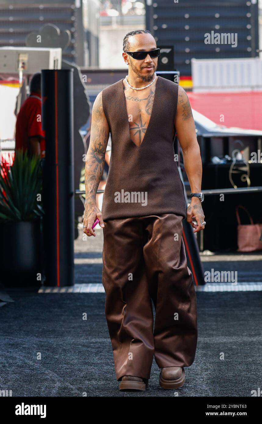 Lewis Hamilton (44) arrives to the paddock during the Formula 1 Pirelli ...