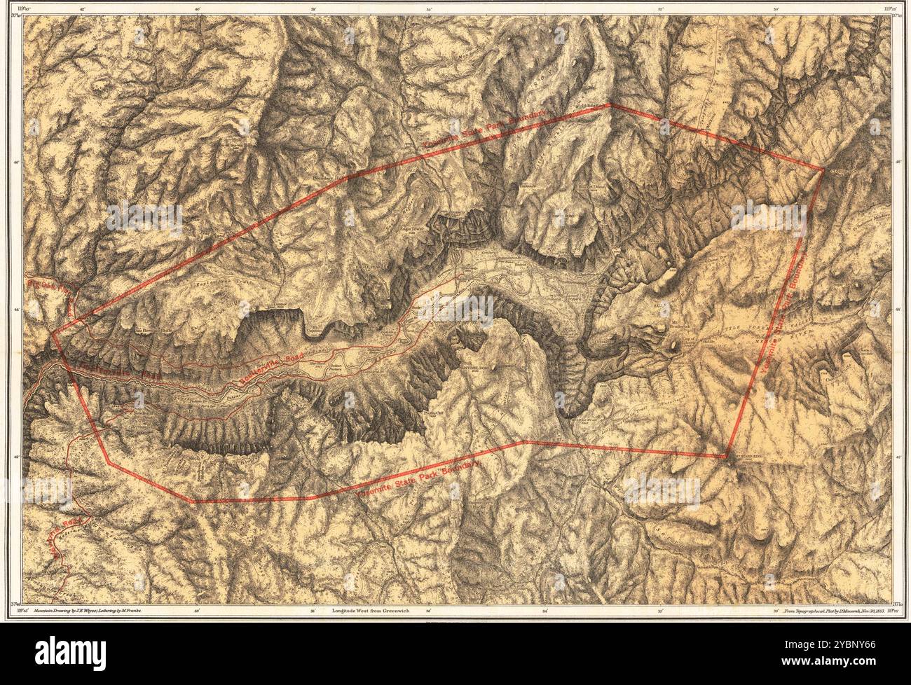 Vintage Detailed Yosemite Maps Digital Download Printable Travel Poster ...