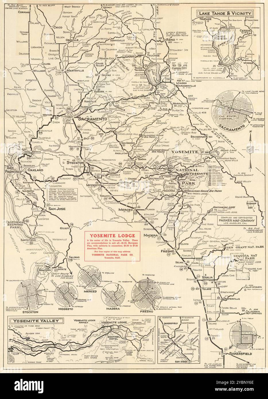 Vintage Detailed Yosemite Maps Digital Download Printable Travel Poster ...
