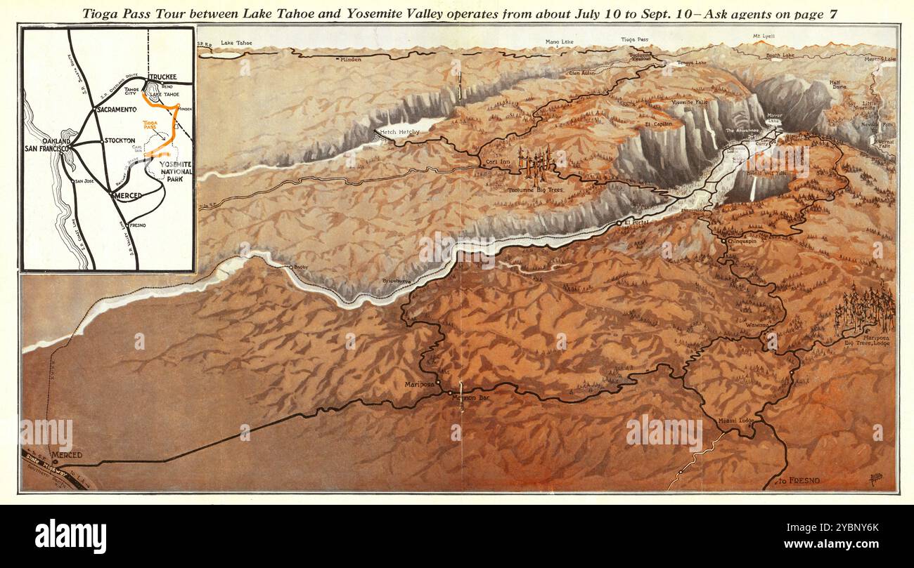 Vintage Detailed Yosemite Maps Digital Download Printable Travel Poster ...