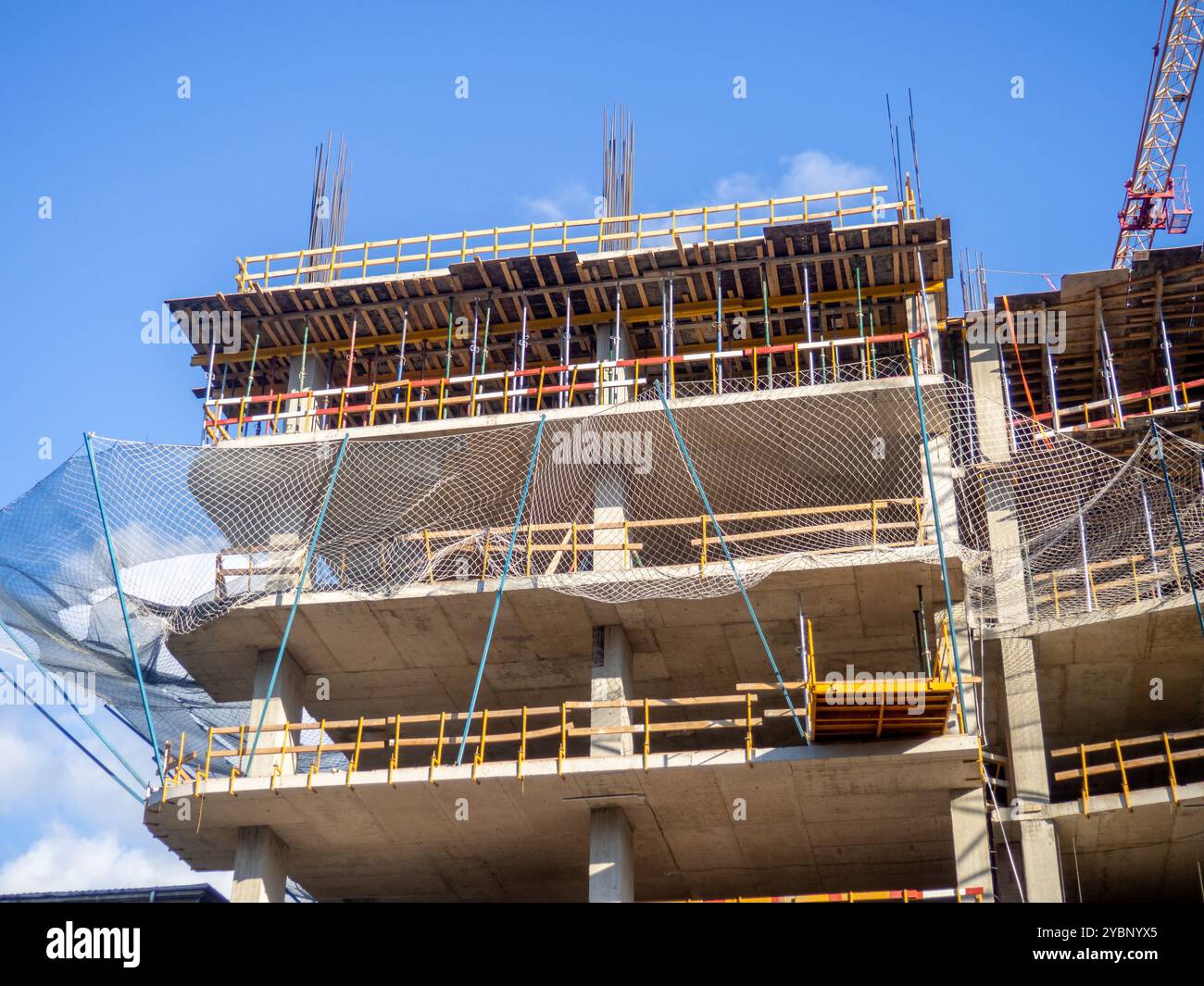 House construction. Construction safety nets. Construction site ...
