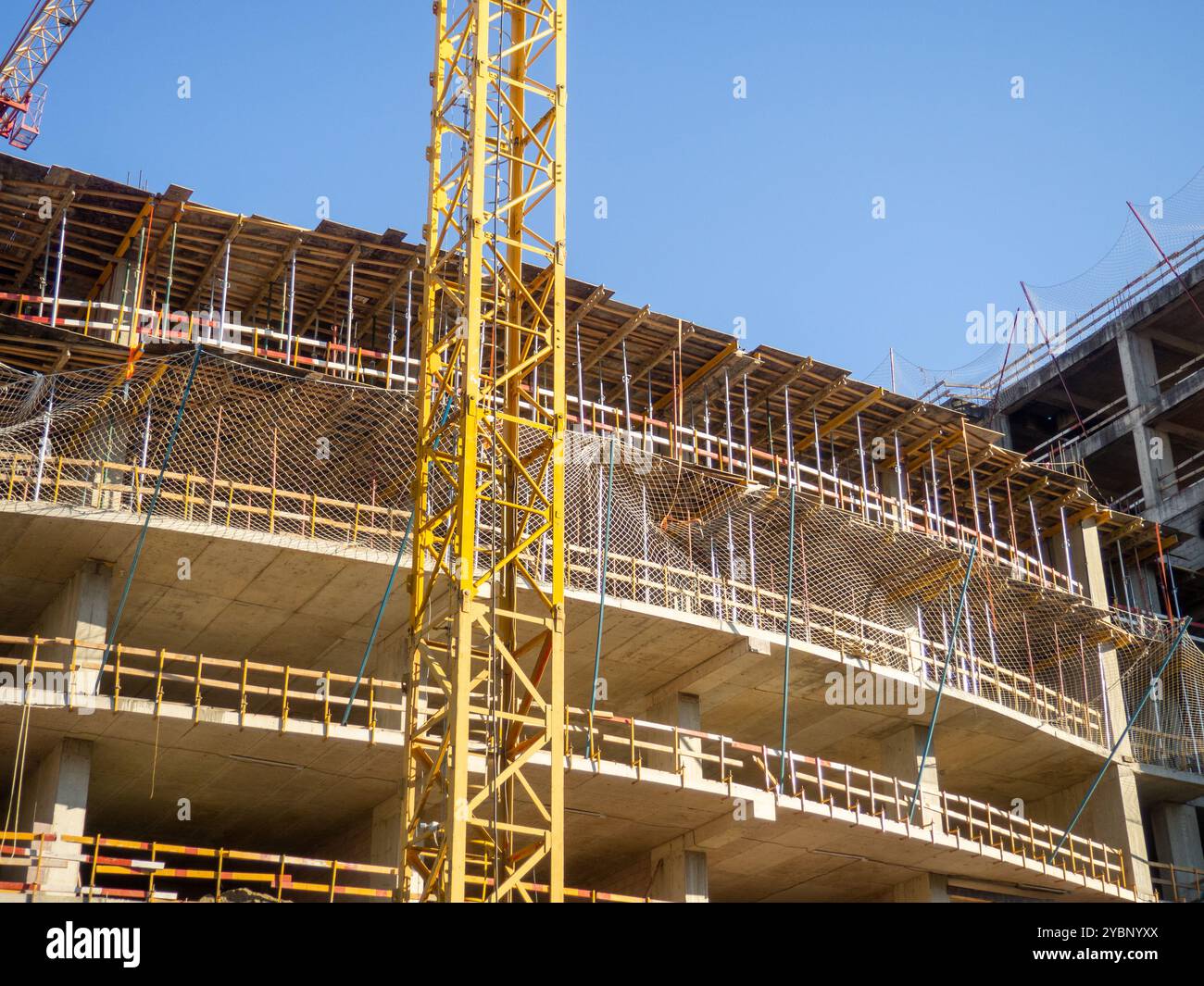 House construction. Construction safety nets. Construction site ...