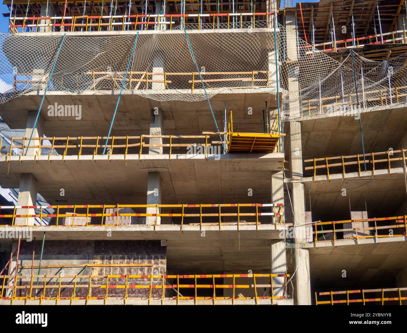 House construction. Construction safety nets. Construction site ...